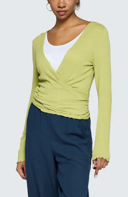 LUUKAA Kai Wrinkled Viscose Jersey Wrap Top With V-neck And Back-tie