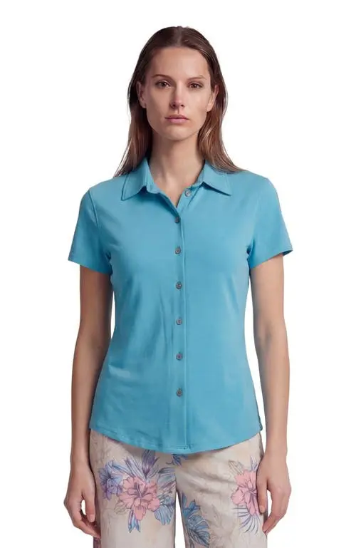 LORDS OF HARLECH Shelley Short Sleeve Shirt - Teal