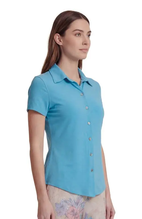LORDS OF HARLECH Shelley Short Sleeve Shirt - Teal