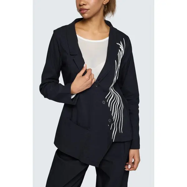 LUUKAA Ava Printed Linen Cotton Blended Jacket - Black