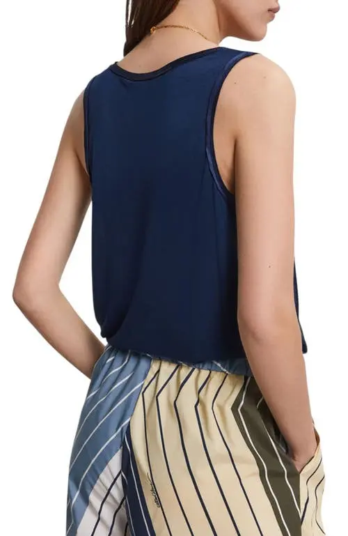 OTTOD'AME Two-fabric Sleeveless Crewneck Tank