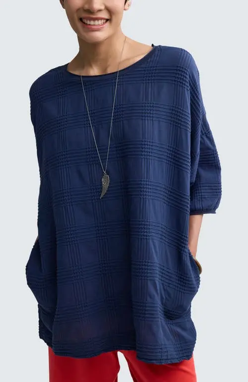 LUUKAA Aurea Mixed-texture Tunic - Navy