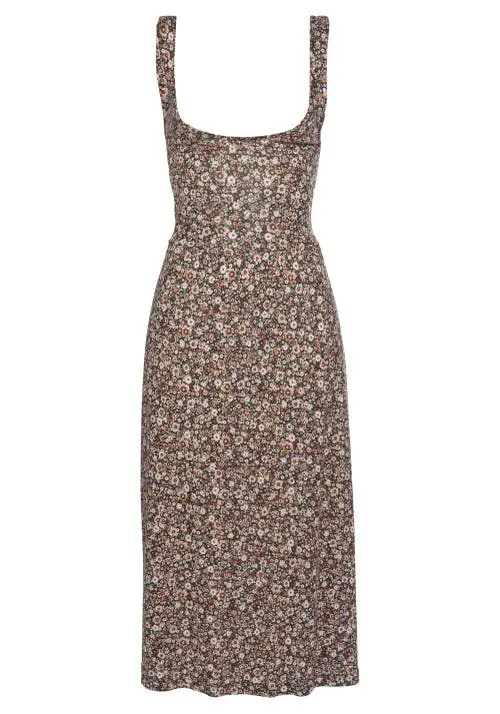 LASCANA Floral Midi Dress With Bow Detail