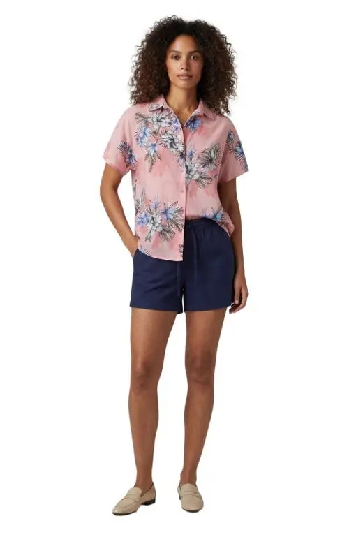 LORDS OF HARLECH Relaxed Linen Drawstring Shorts - Navy