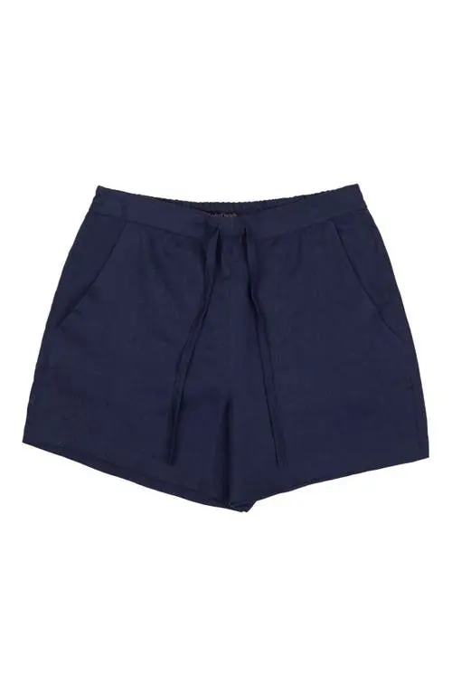 LORDS OF HARLECH Relaxed Linen Drawstring Shorts - Navy