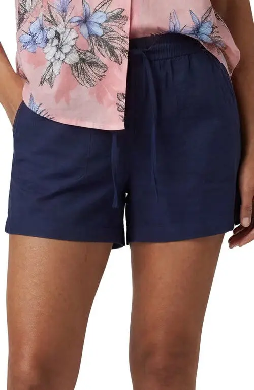 LORDS OF HARLECH Relaxed Linen Drawstring Shorts - Navy