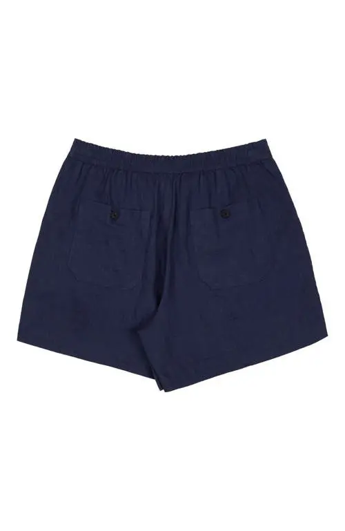 LORDS OF HARLECH Relaxed Linen Drawstring Shorts - Navy