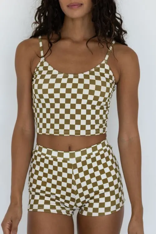 Geode Swimwear Myrtle Scoop Neck Tankini Top - Green