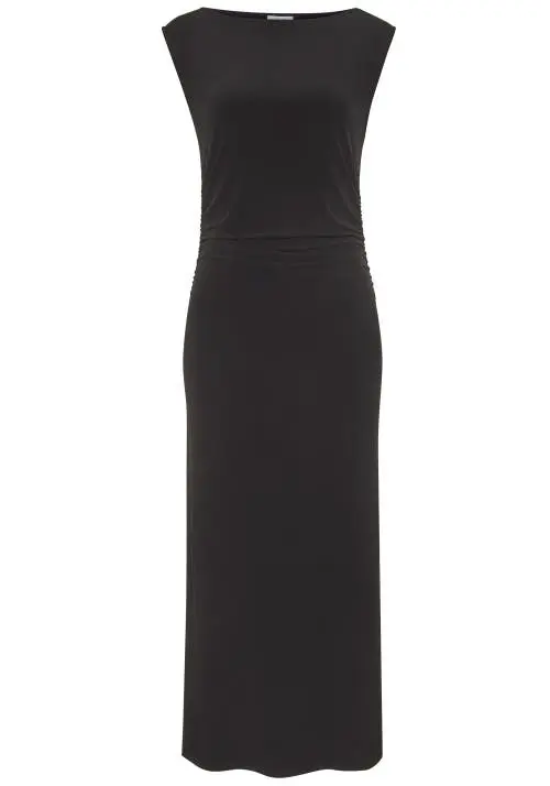 LASCANA Boat Neck Fitted Maxi Dress