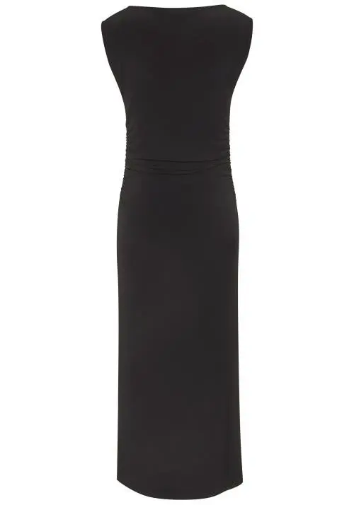 LASCANA Boat Neck Fitted Maxi Dress