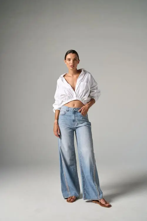 JBQ Palmer Wide-leg Jeans - Sky