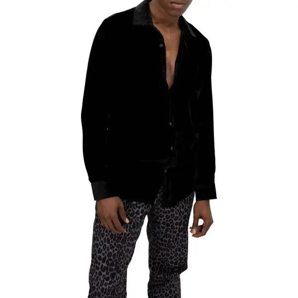 LORDS OF HARLECH Charles Flat Front Chino Printed Pant - Leopard Black