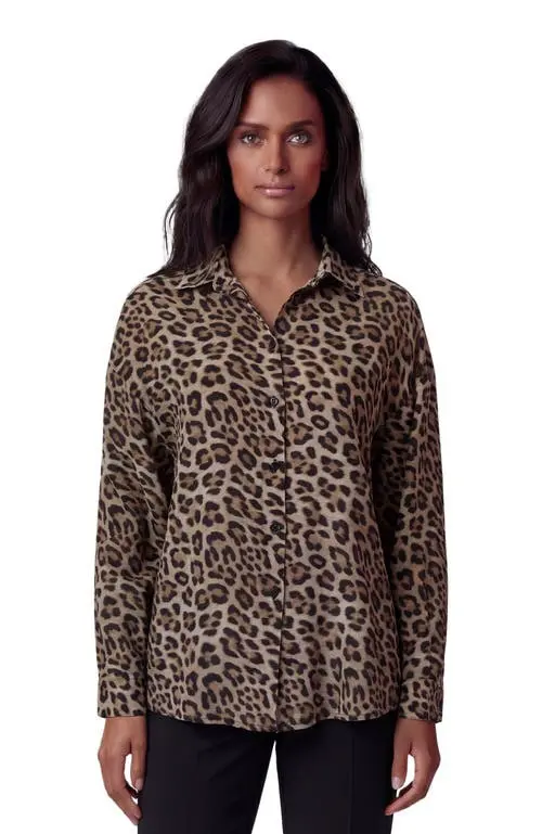 LORDS OF HARLECH Leopard Linen Shirt - Leopard Brown