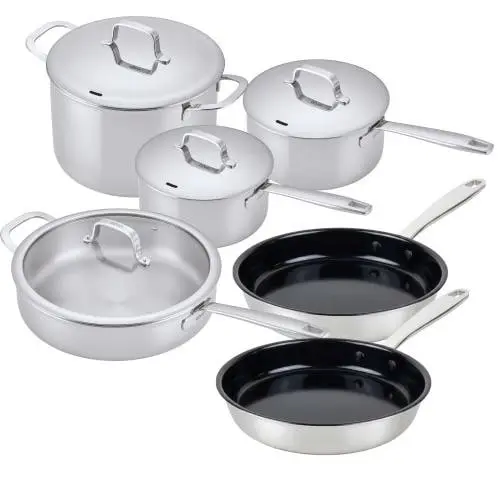 ALVA Maestro 10-piece Hybrid Stainless Steel Cookware Set - Silver