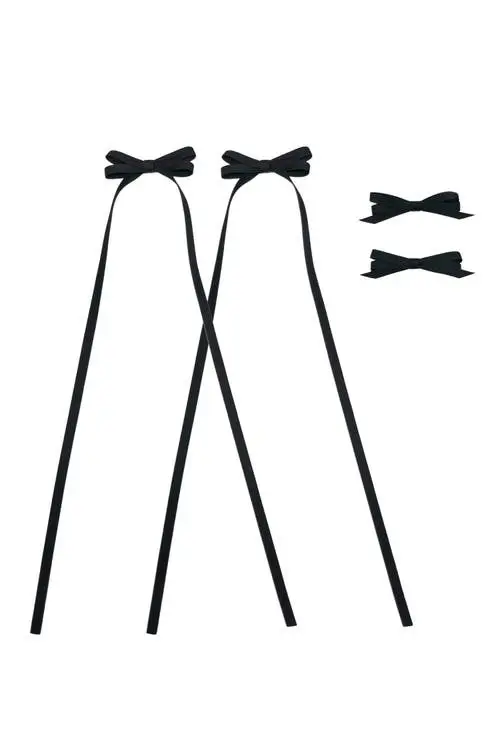 PUTTISU Ribbon Bow Clip Set - Black