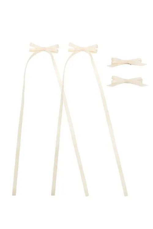 PUTTISU Ribbon Bow Clip Set - Ivory
