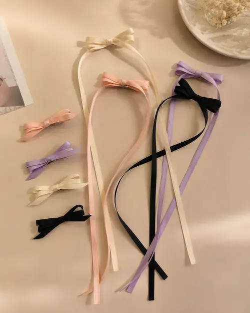 PUTTISU Ribbon Bow Clip Set - Lavender