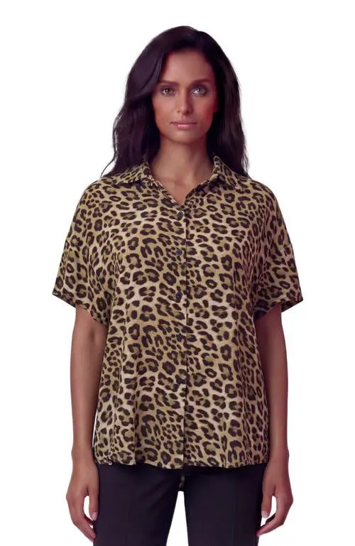 LORDS OF HARLECH Leopard Printed Shirt - Leopard Brown