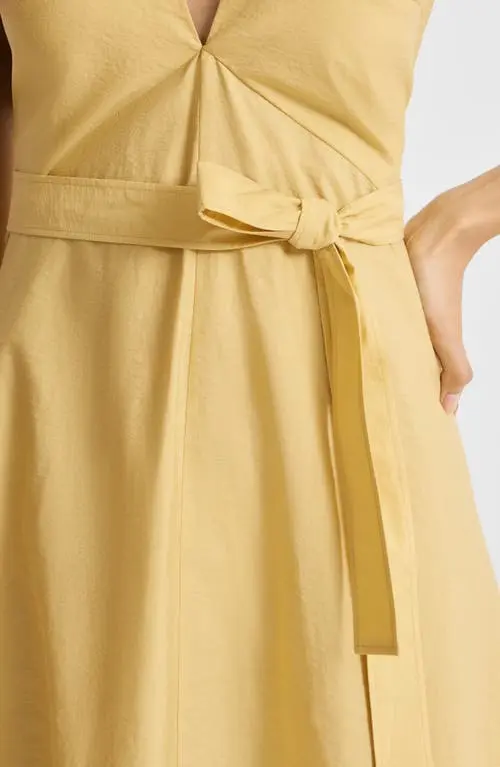 Brunello Cucinelli Techno Cotton Poplin Belted Dress - Zabaione Yellow