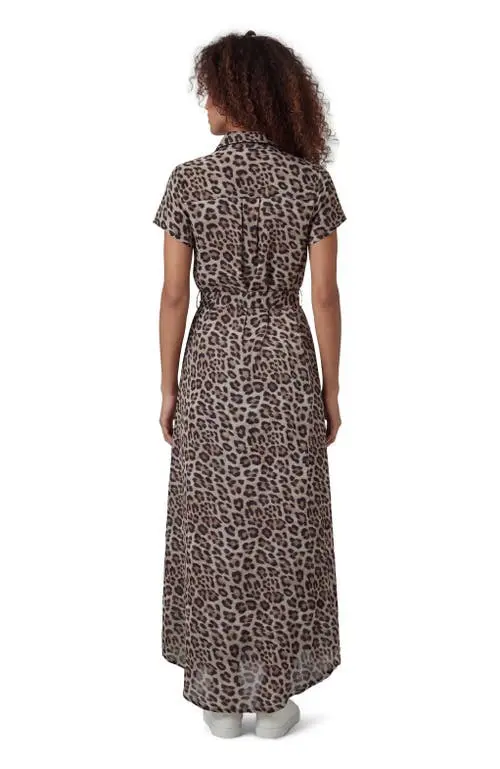 LORDS OF HARLECH Leopard Print Linen Shirt Dress - Leopard Brown