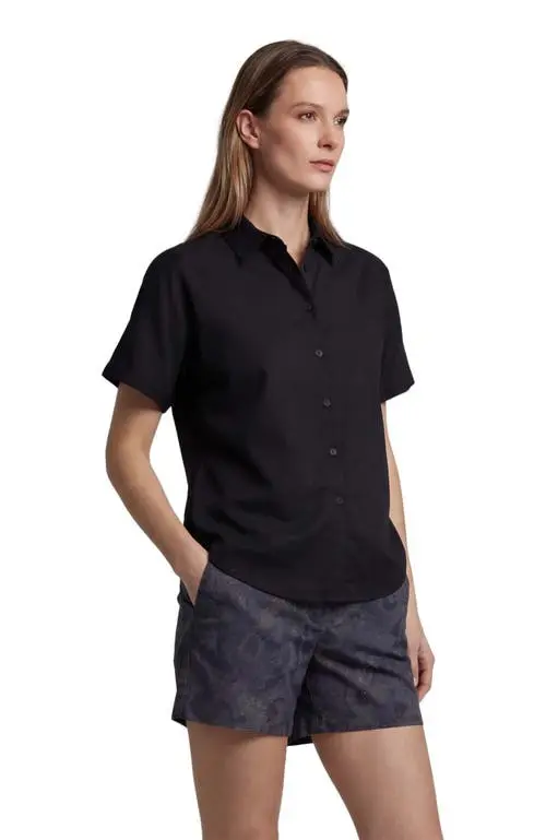 LORDS OF HARLECH Short Sleeve Linen Shirt - Black