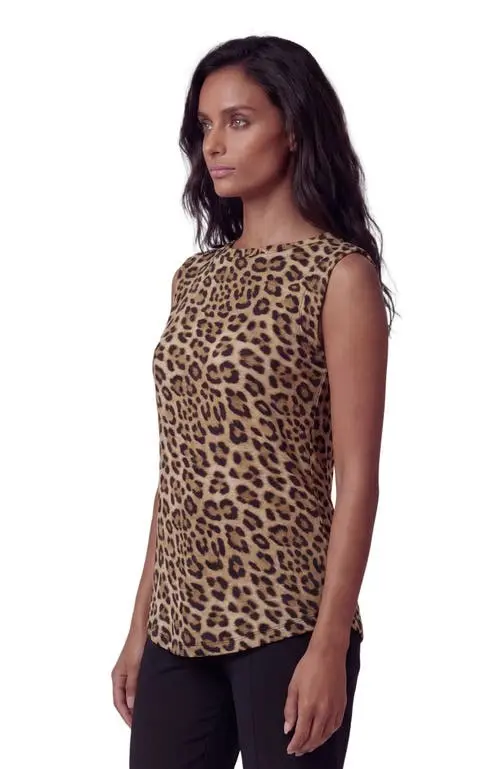 LORDS OF HARLECH Leopard Print Sleeveless Merino Wool Tank