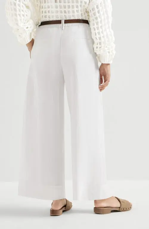 Brunello Cucinelli Pleated Wide Leg Trousers - White