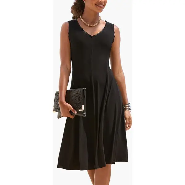 LASCANA Sleeveless Convertible Dress With Crochet Trim - Black