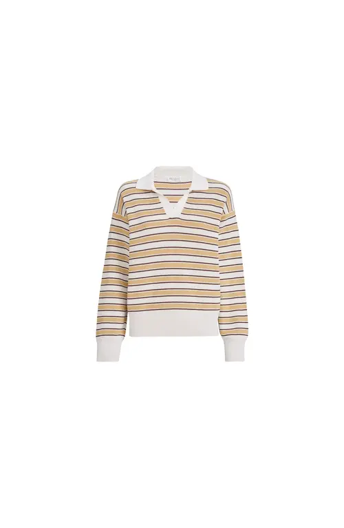 Brunello Cucinelli Knit Polo With Sparkling Stripes