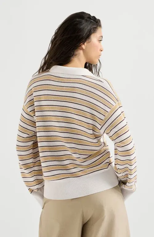 Brunello Cucinelli Knit Polo With Sparkling Stripes