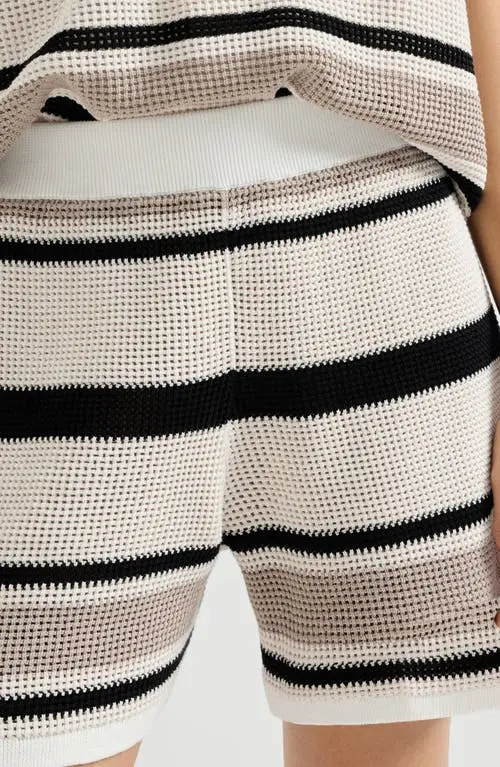 Brunello Cucinelli Striped Cotton Net Knit Shorts