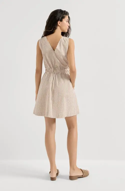 Brunello Cucinelli Striped Seersucker Belted Dress