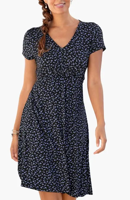 LASCANA Short Sleeve Printed V-neck Dress