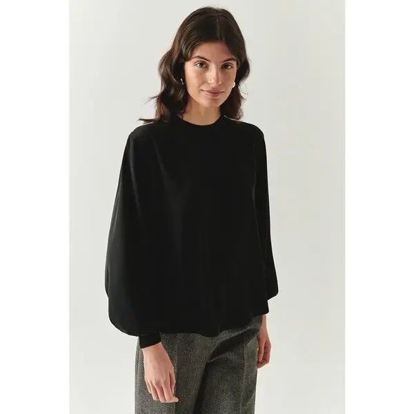 EXQUISE Joelle Long Sleeve Blouse - Black