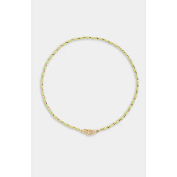 Stella & Dot Joie Beaded Necklace With Charm Keeper - Lime