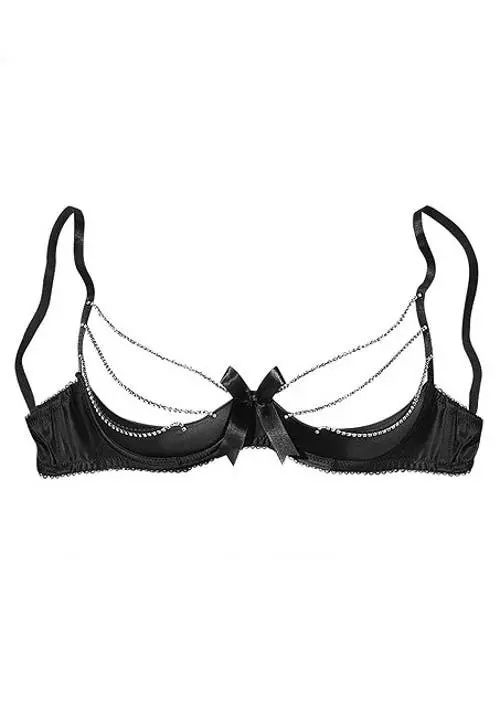 LASCANA Sexy Chain Bow Shelf Bra - Black