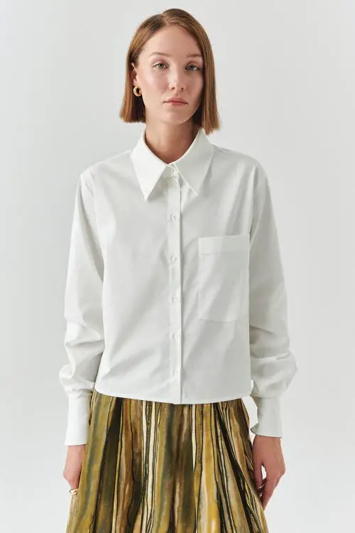 EXQUISE Theodora Long Sleeve Shirt - Ecru