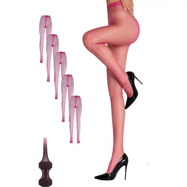 LECHERY® 5-pack Glossy Sheer Party Tights - Pink