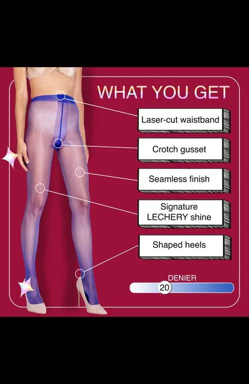 LECHERY® 5-pack Glossy Sheer Ladder-resistant Party Evening Tights - Red