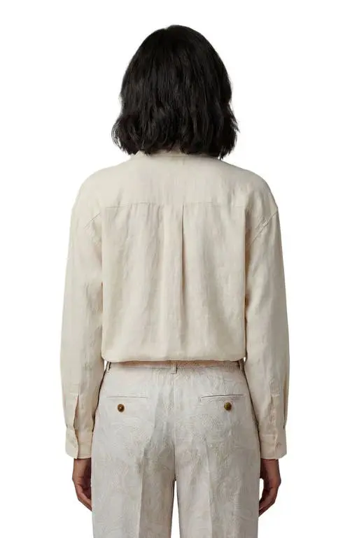 LORDS OF HARLECH Long Sleeve Linen Shirt - Natural