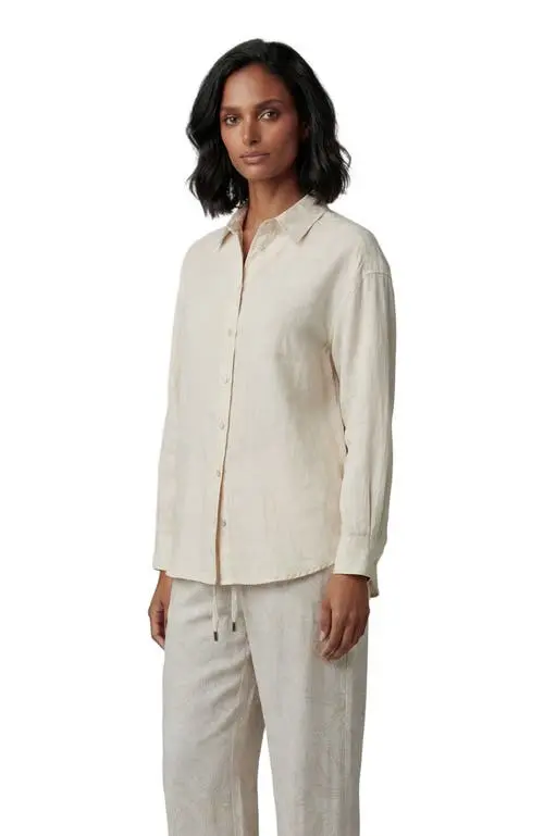 LORDS OF HARLECH Long Sleeve Linen Shirt - Natural