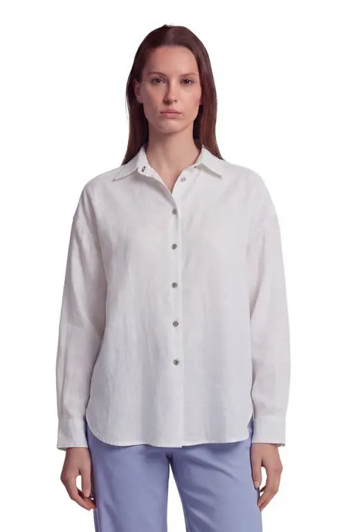 LORDS OF HARLECH Long Sleeve Linen Shirt - White