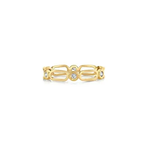 MICHAEL M Link Diamond Bezel Ring - Yellow Gold