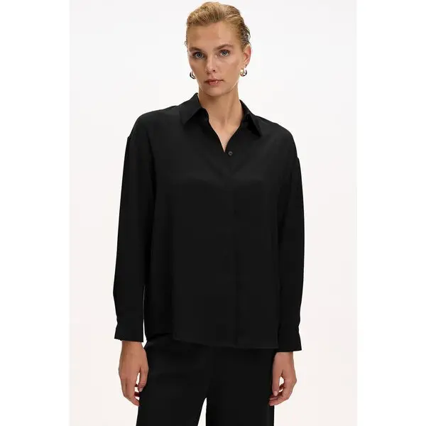 EXQUISE Alexander Long Sleeve Shirt - Black