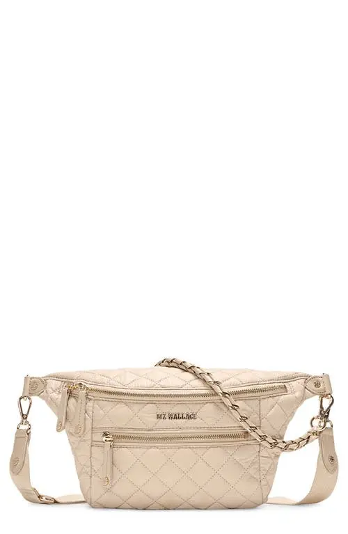 Mz Wallace Small Crosby Quilted Nylon Convertible Sling Bag - Buff