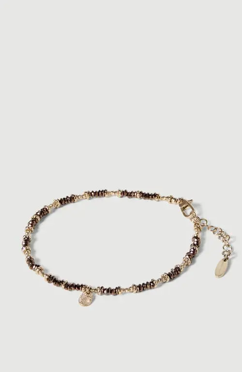 Brunello Cucinelli Hematite And Sterling Silver Beaded Anklet