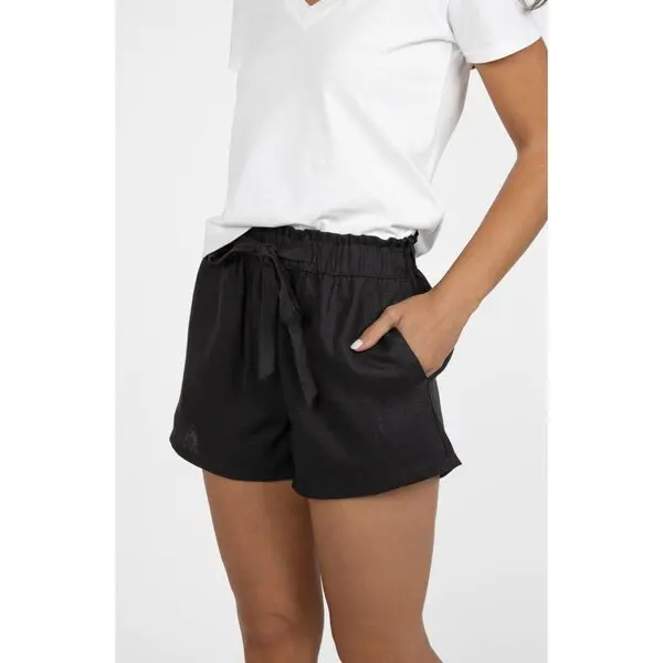 LEISURE LAB Linen Cabana Short - Black