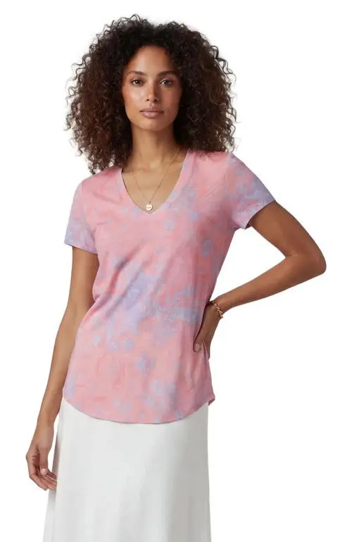 LORDS OF HARLECH Paisley Explosion V-neck Printed Top - Paisley Explosion Coral