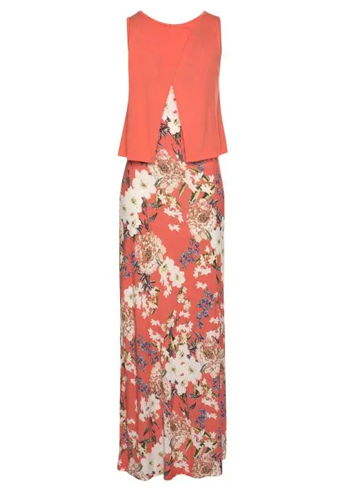 LASCANA Layered Look Maxi Dress With Floral Print