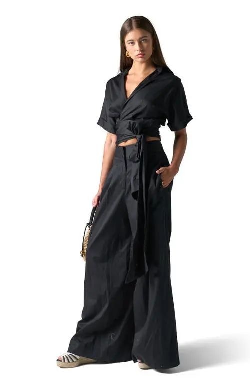 JBQ Logan High-waisted Wide-leg Pleated Trousers - Black